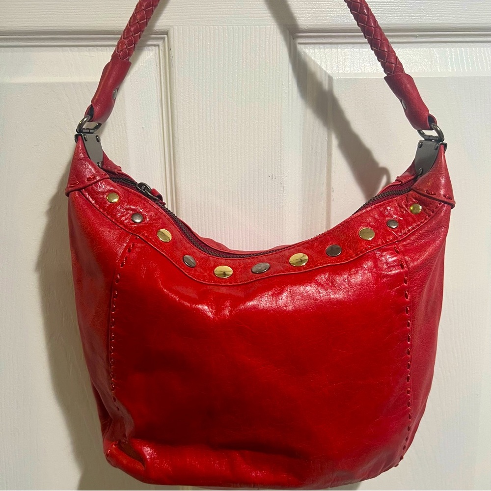 Red Leather Hobo Bag - Gem